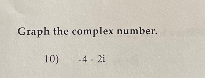 Solved Graph the complex number. 10) −4−2i | Chegg.com