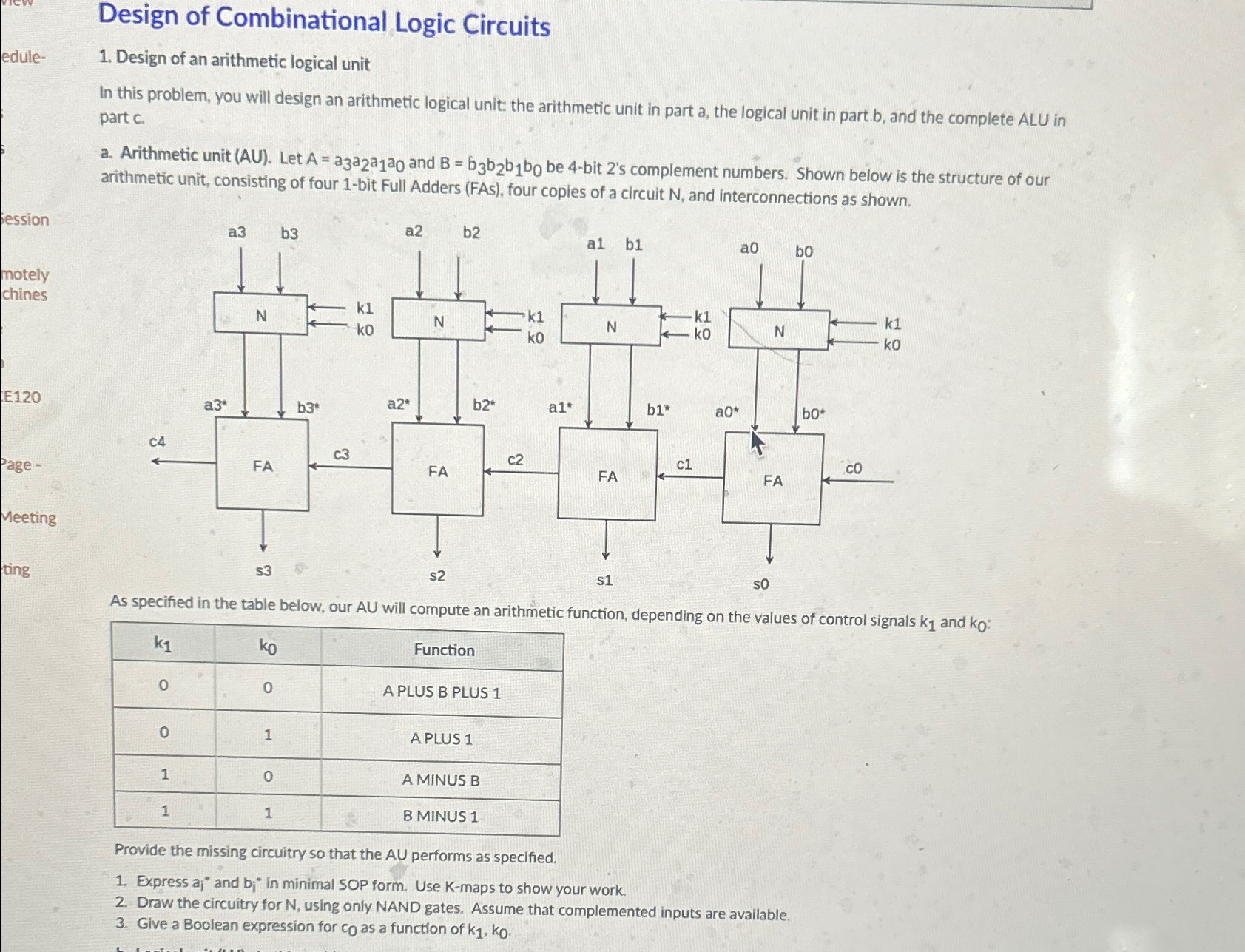 Solved Design of Combinational Logic CircuitsDesign of an | Chegg.com