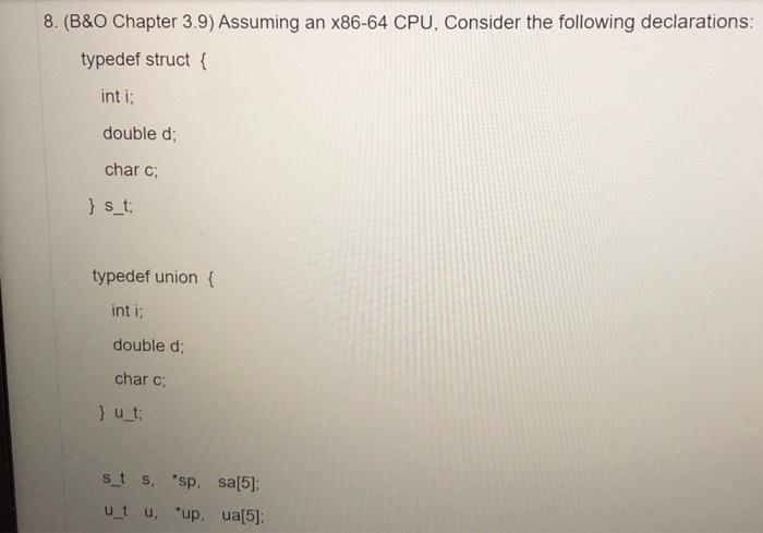 Solved 8 Bando Chapter 3 9 Assuming An X86 64 Cpu Consider