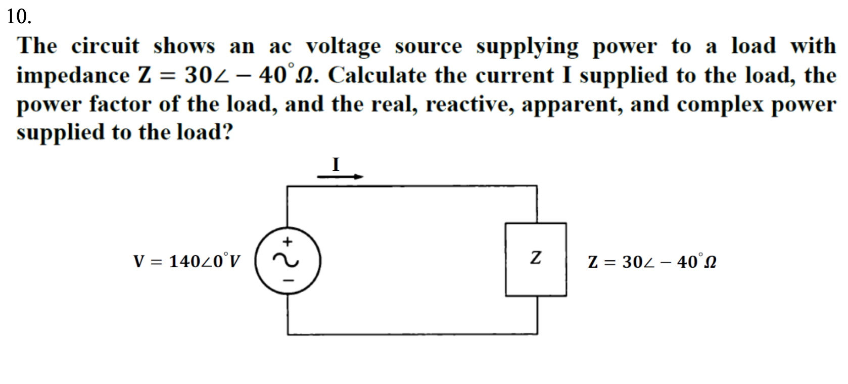Solved The circuit shows an ac ﻿voltage source supplying | Chegg.com