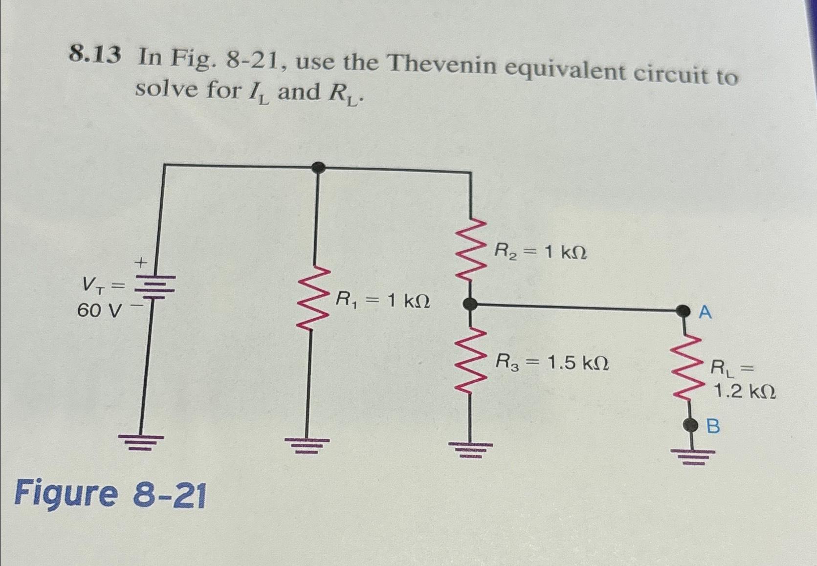 Solved 8.13 ﻿In Fig. 8-21, ﻿use the Thevenin equivalent | Chegg.com