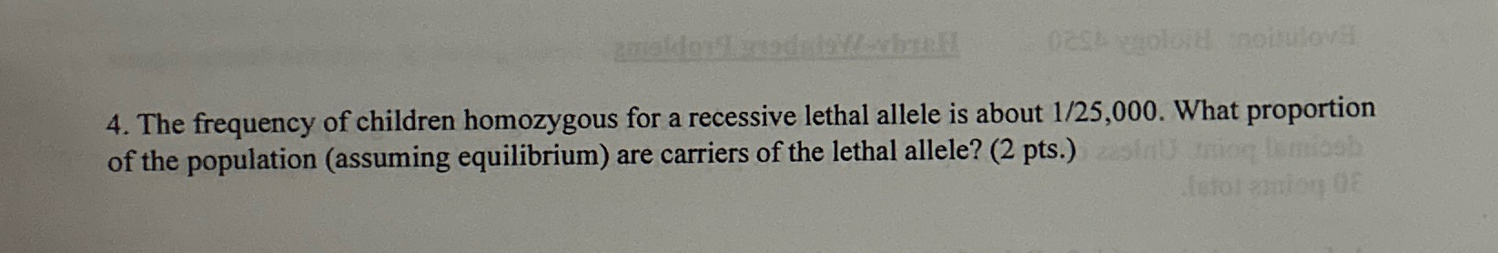 Solved The frequency of children homozygous for a recessive | Chegg.com