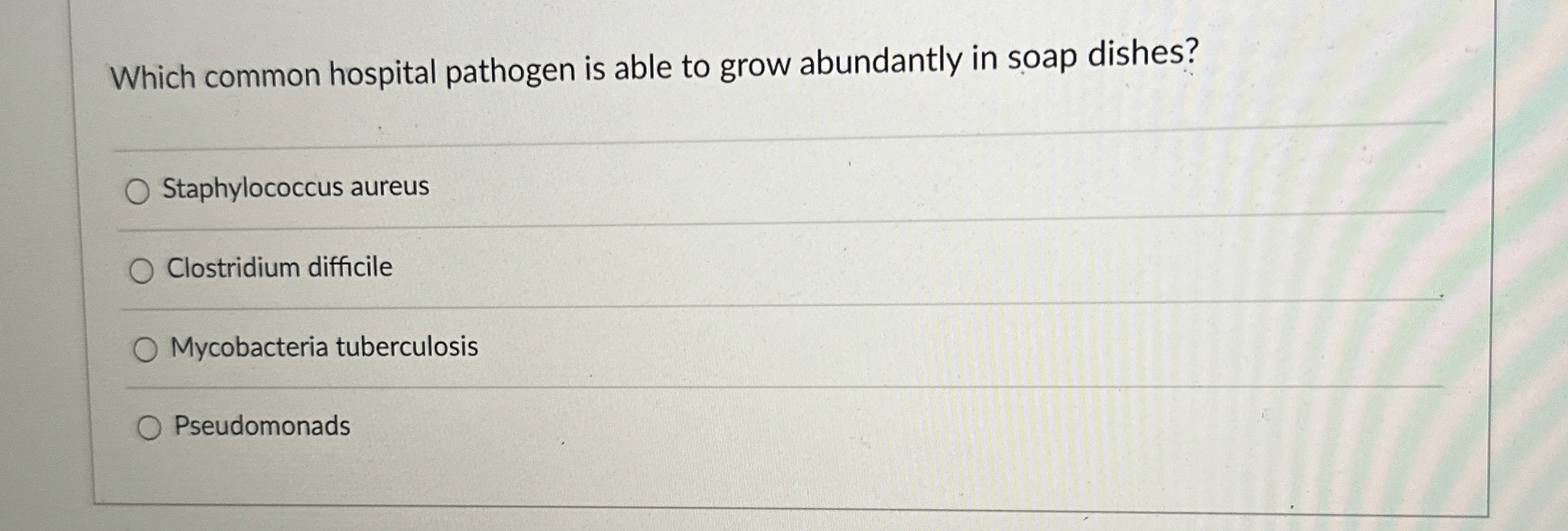 Solved Which common hospital pathogen is able to grow | Chegg.com