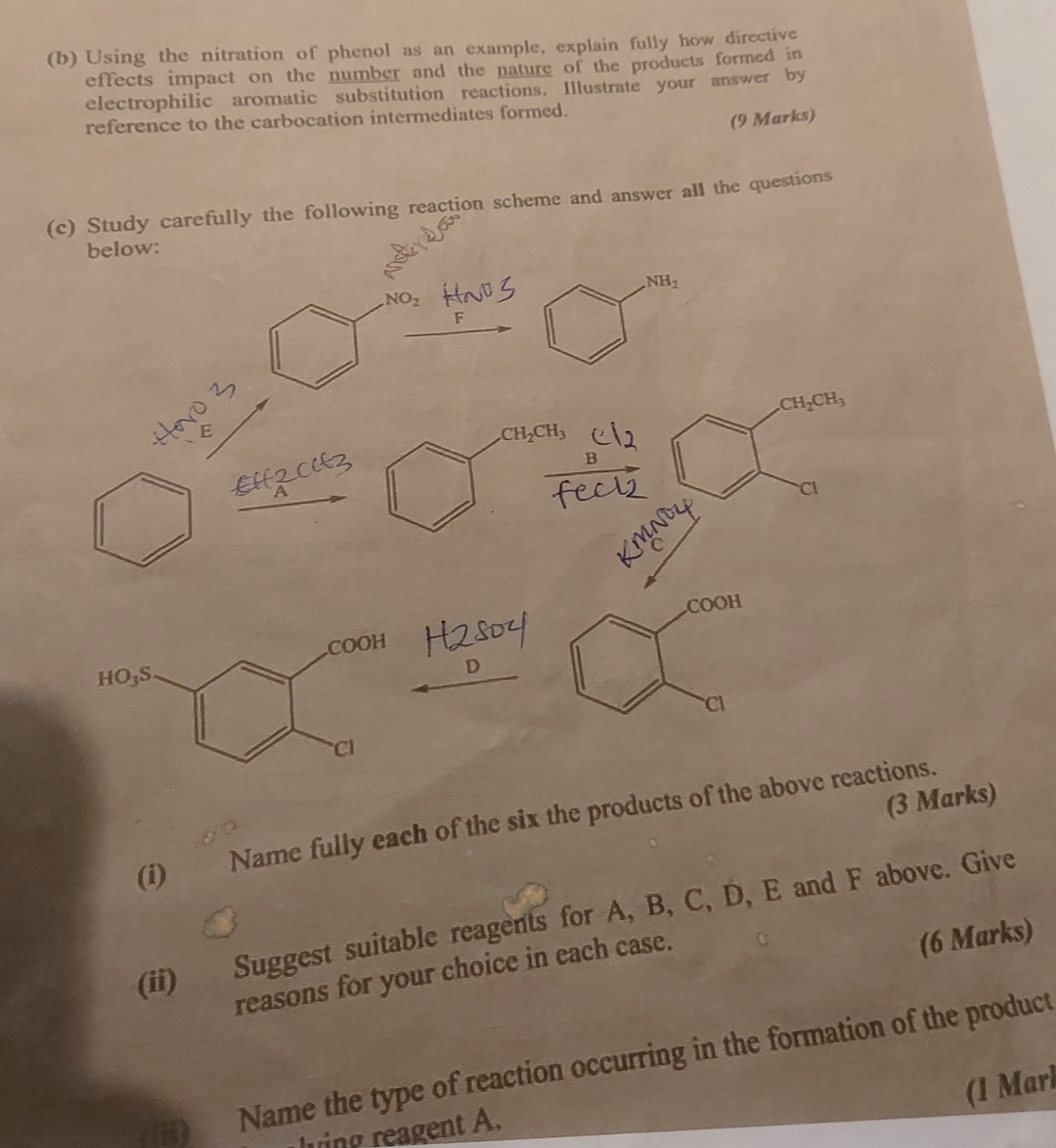 Solved (b) ﻿Using the nitration of phenol as an example, | Chegg.com