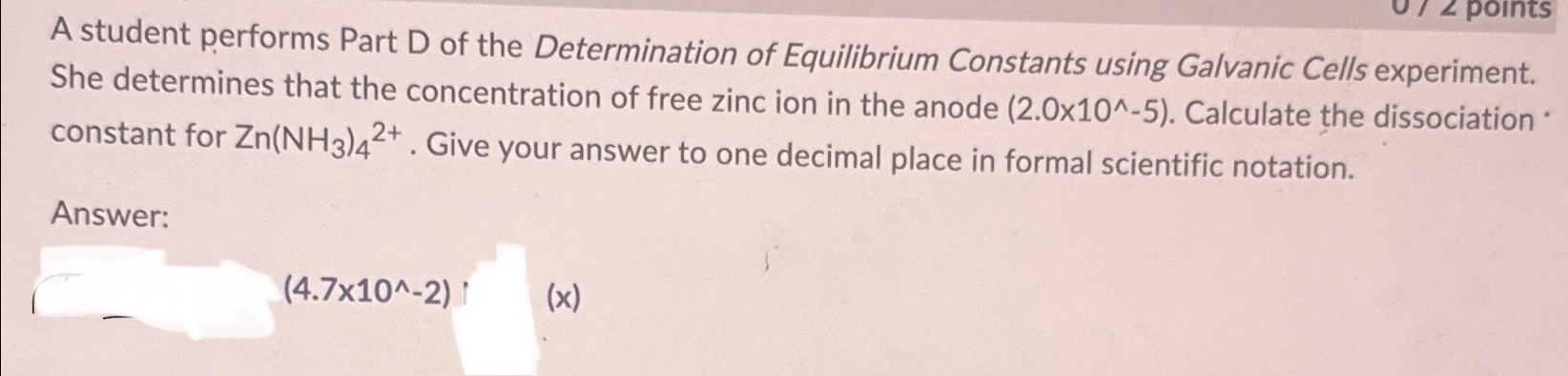 Solved A student performs Part D of the Determination of | Chegg.com