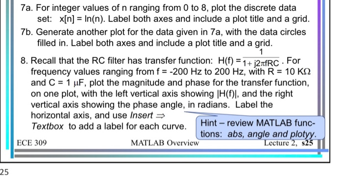 Solved 7a. For integer values of n ranging from 0 to 8, plot | Chegg.com