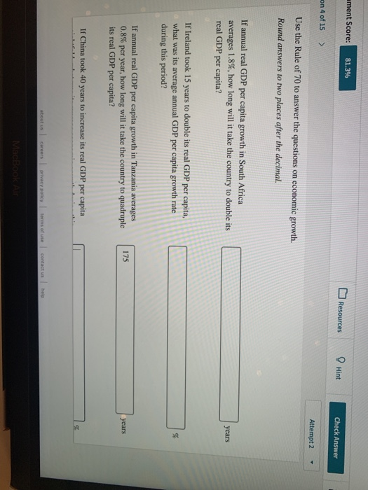 Solved ament Score: 81.3% Resources Hint Check Answer on 4 | Chegg.com