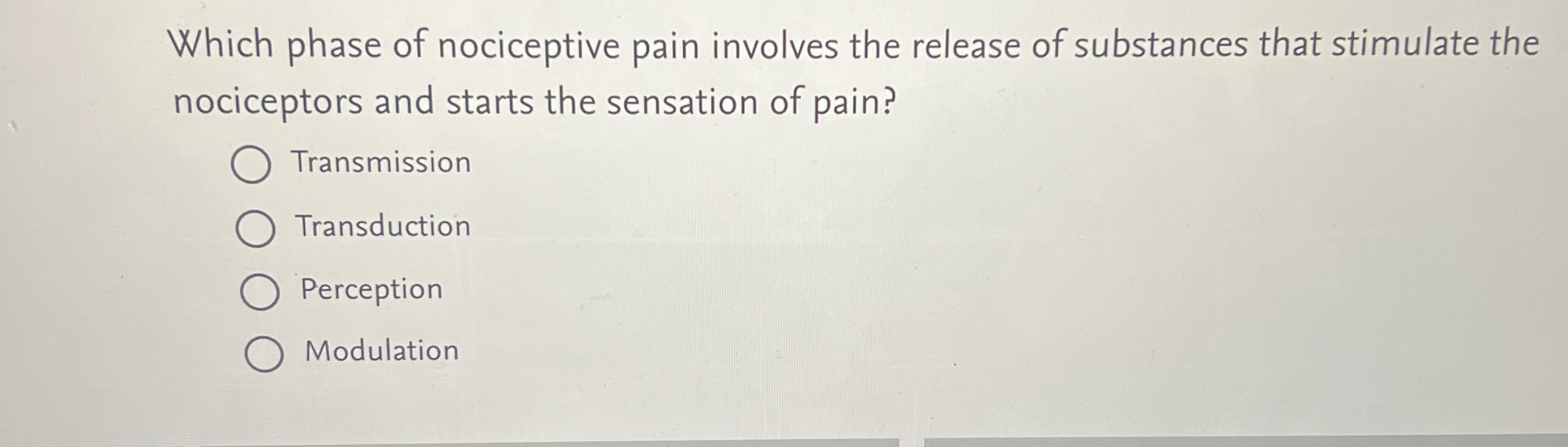 Solved Which phase of nociceptive pain involves the release | Chegg.com