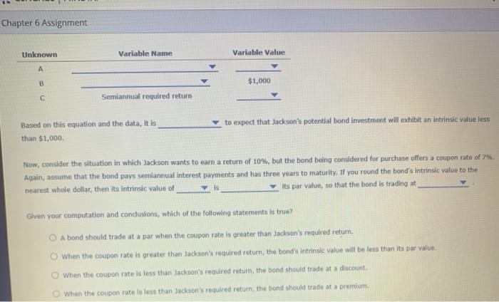 Solved Chapter 6 Assignment Unknown Variable Name Variable | Chegg.com