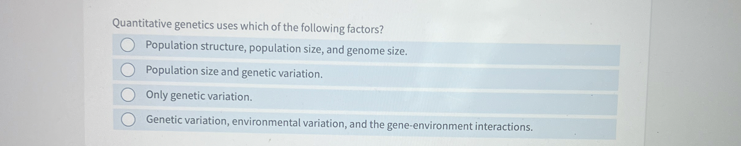 Solved Quantitative genetics uses which of the following | Chegg.com