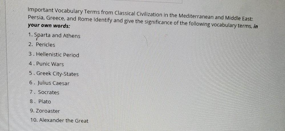 Important Vocab Terms: China In your own words, | Chegg.com