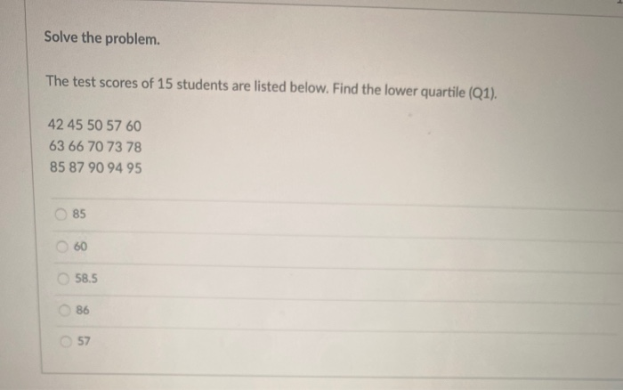 Solved Solve the problem. The test scores of 15 students are | Chegg.com