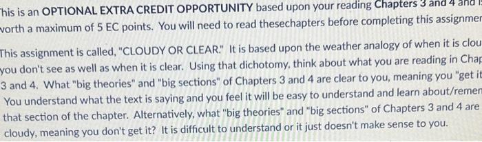 Solved his is an OPTIONAL EXTRA CREDIT OPPORTUNITY based | Chegg.com
