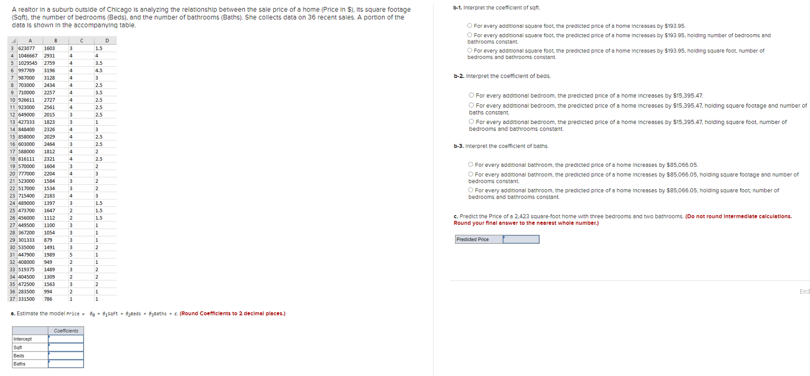 Solved A realtor in a suburb outside of Chicago is analyzing | Chegg.com