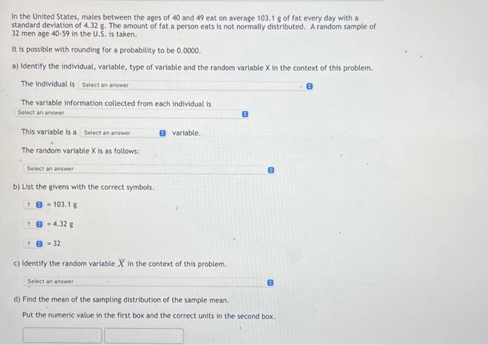 Solved a) Identify the individual, variable, type of | Chegg.com