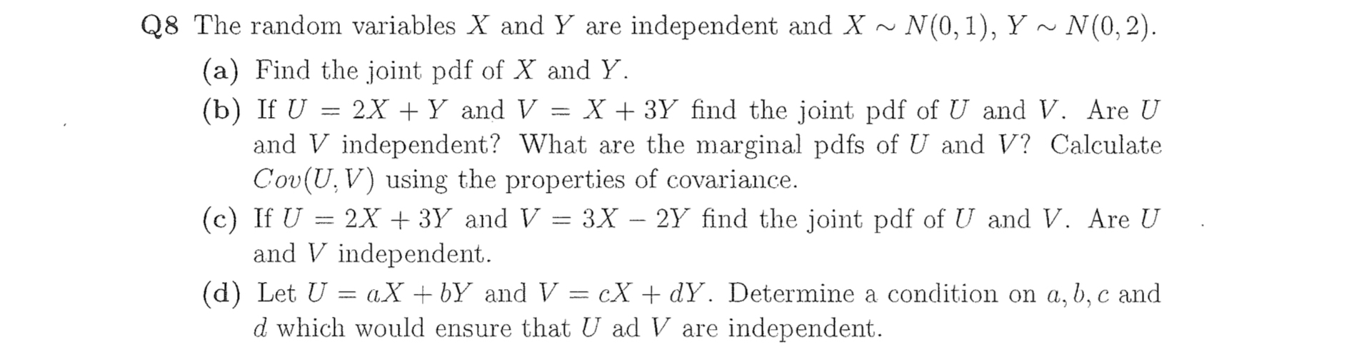 Solved Q8 ﻿The random variables x ﻿and Y ﻿are independent | Chegg.com