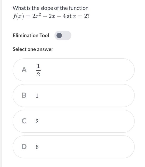 Solved What is the slope of the function f(x)=2x2−2x−4 at | Chegg.com