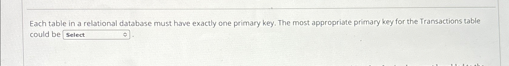 Solved Each table in a relational database must have exactly | Chegg.com