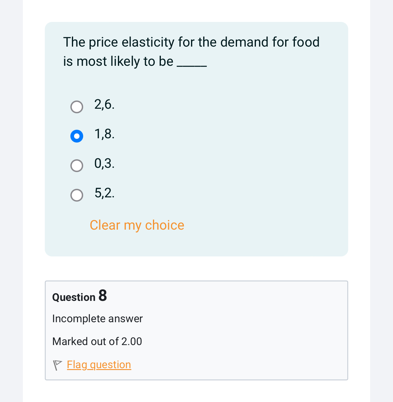 Solved The price elasticity for the demand for food is most | Chegg.com