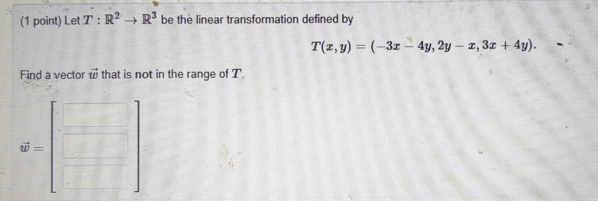 (1 point) Let f:R→R3 be defined by f(x)= −7x,6x,−7x . | Chegg.com