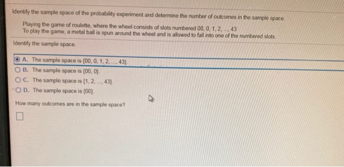 Solved Identify the sample space of the probability | Chegg.com