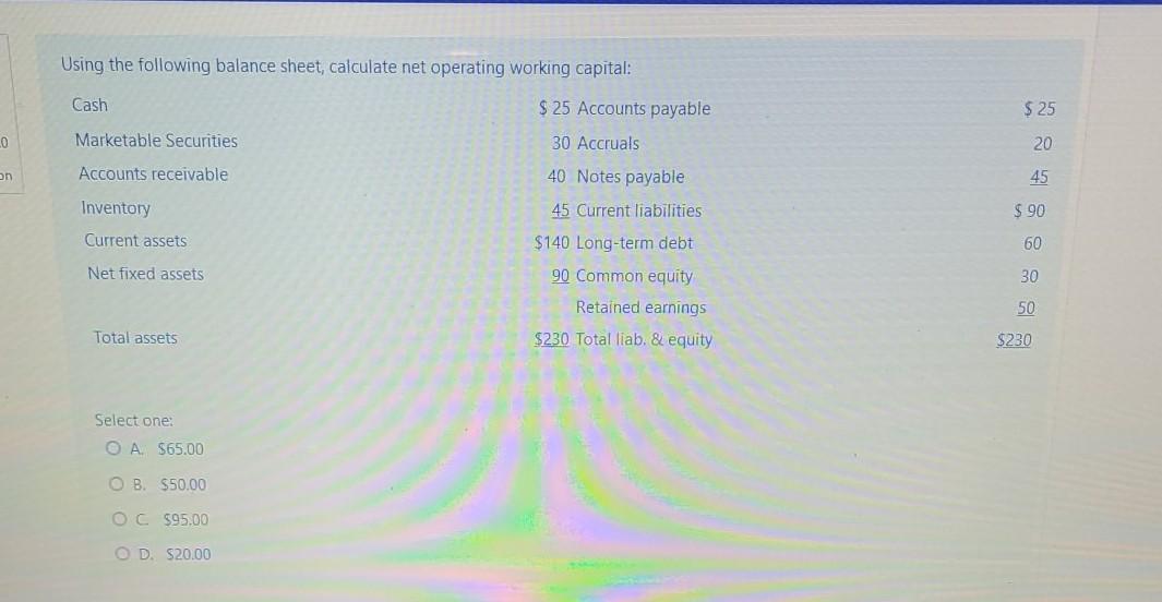 Solved Using the following balance sheet, calculate net | Chegg.com