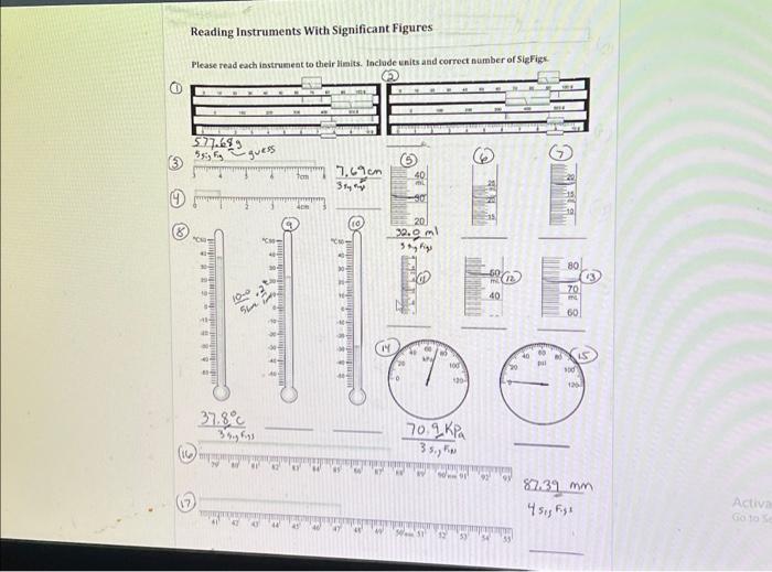 Solved Reading Instruments With Significant Figures Please | Chegg.com