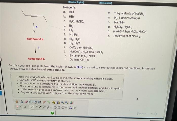 Solved [Review Topice] [Roforences] Reagents a. HCl m. 2 | Chegg.com