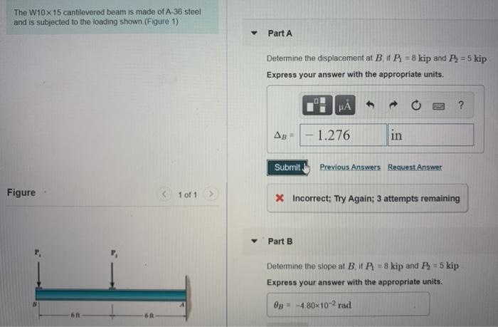 Solved The W10x15 cantilevered beam is made of A-36 steel | Chegg.com