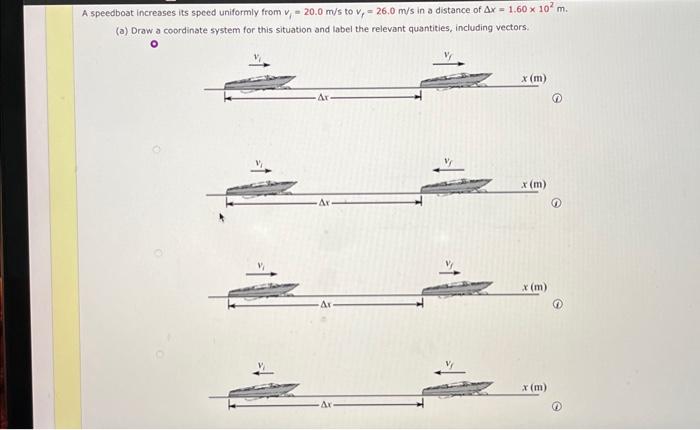 Solved A speedboat increases its speed uniformly from | Chegg.com