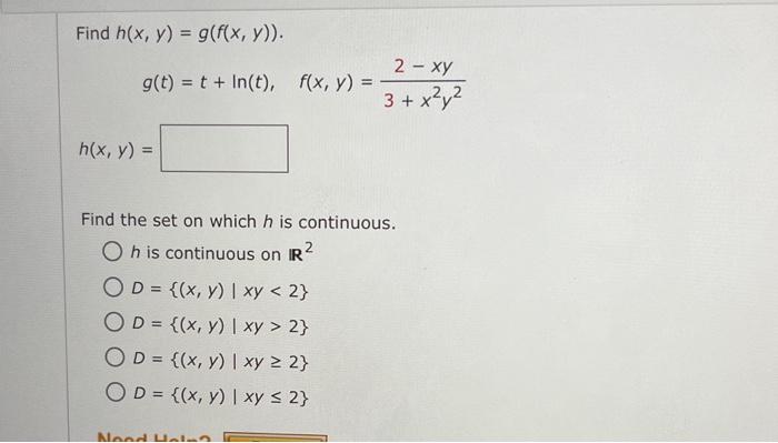 Solved Find h(x,y)=g(f(x,y)). | Chegg.com