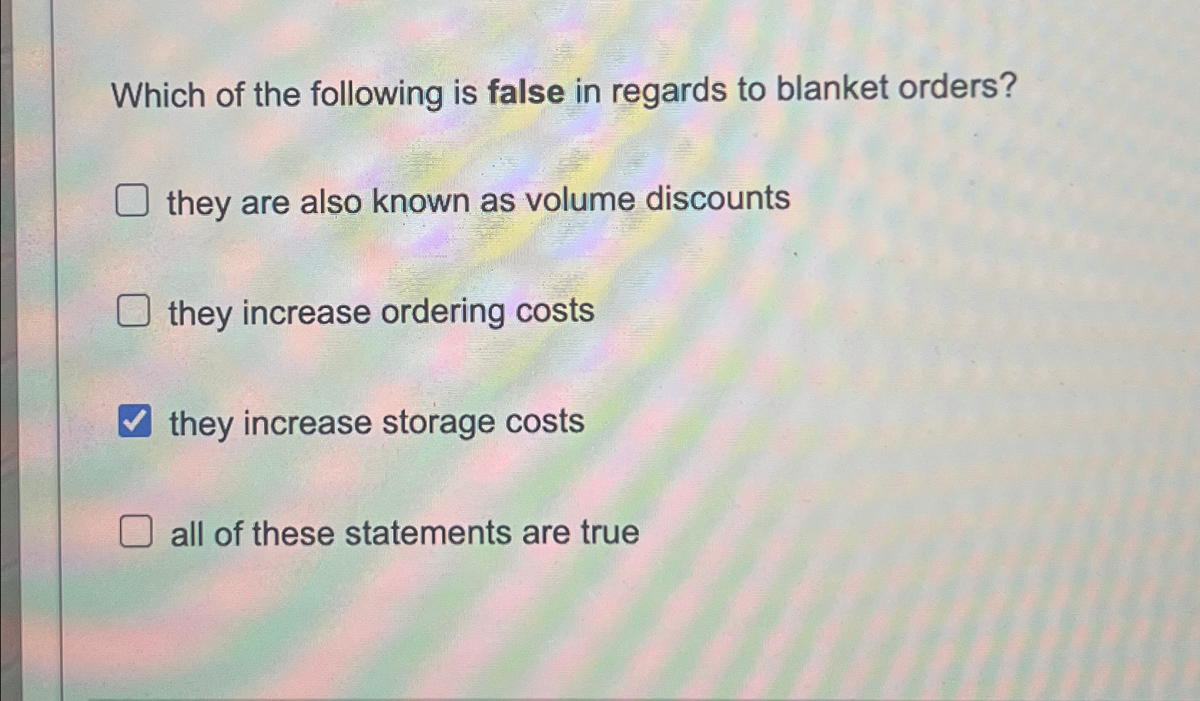 Solved Which of the following is false in regards to blanket | Chegg.com