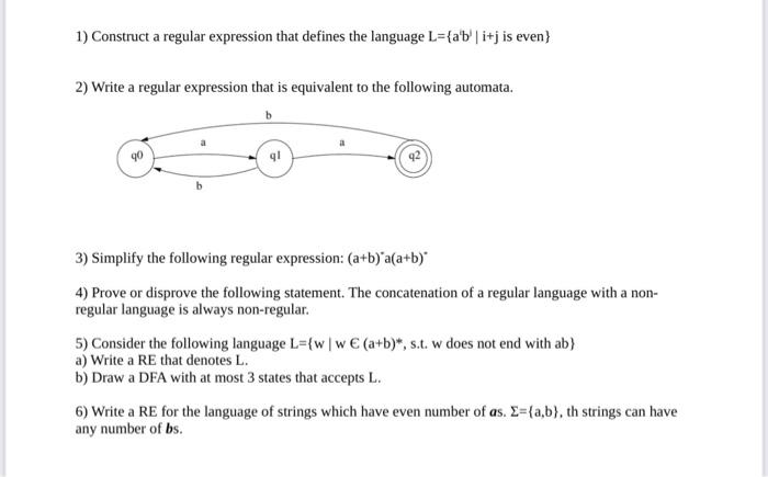 Solved 1) Construct a regular expression that defines the | Chegg.com