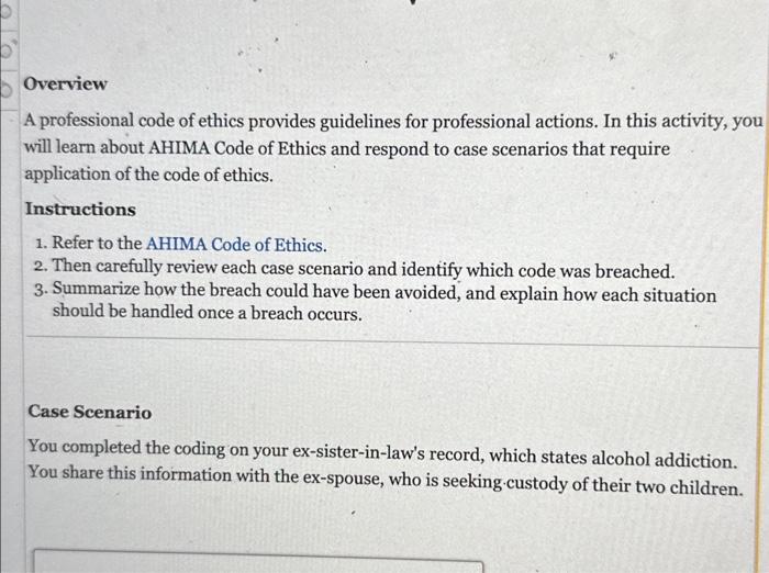 Solved Overview A professional code of ethics provides | Chegg.com