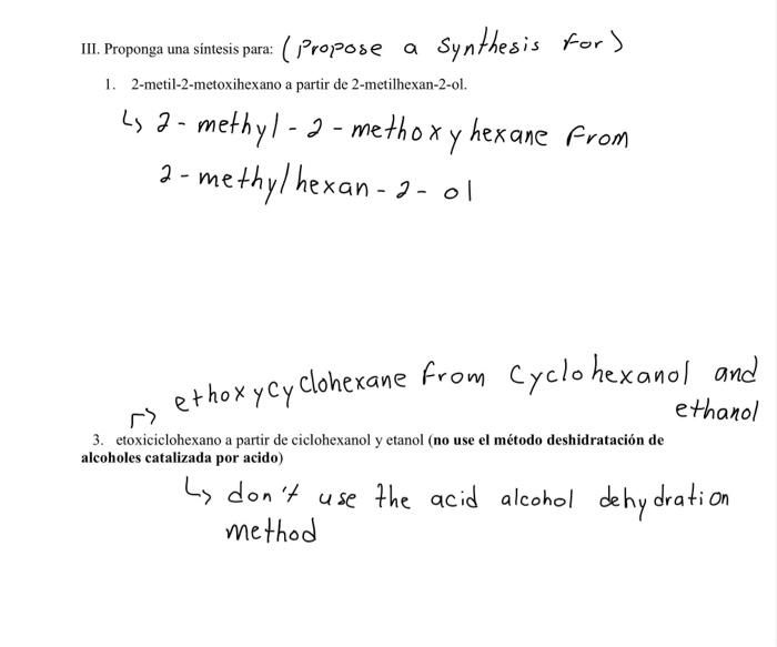 Solved III. Proponga una sintesis para: (Propose a synthesis | Chegg.com