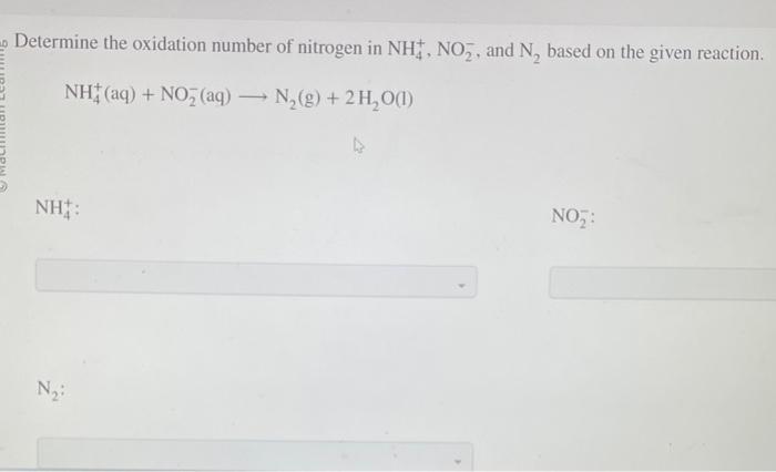Solved Determine the oxidation number of nitrogen in | Chegg.com