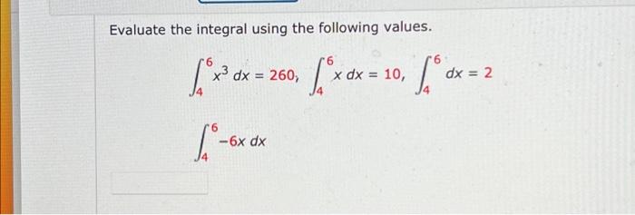 Solved Evaluate the integral using the following values. 6 6 | Chegg.com