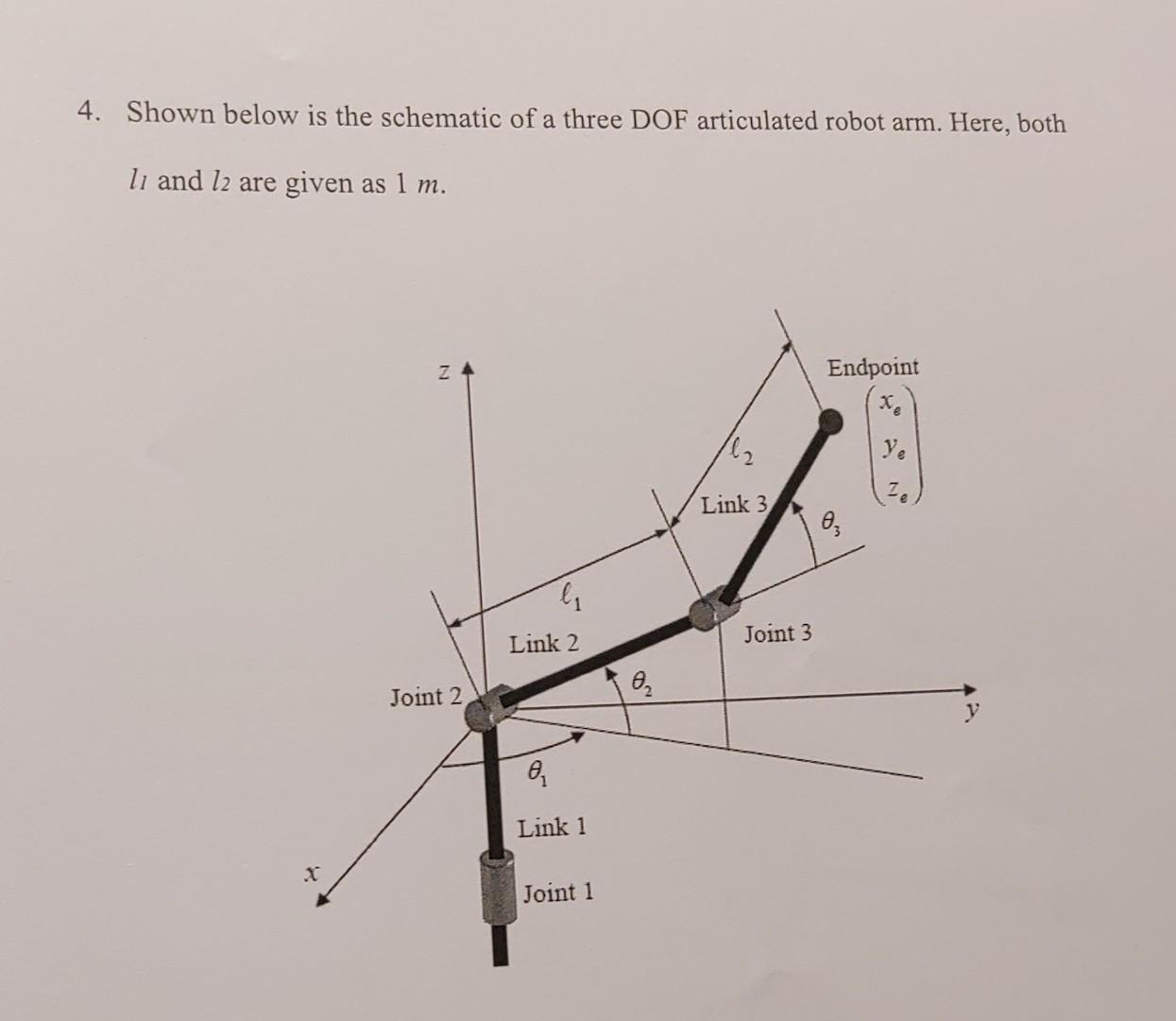 Solved 4. Shown below is the schematic of a three DOF | Chegg.com