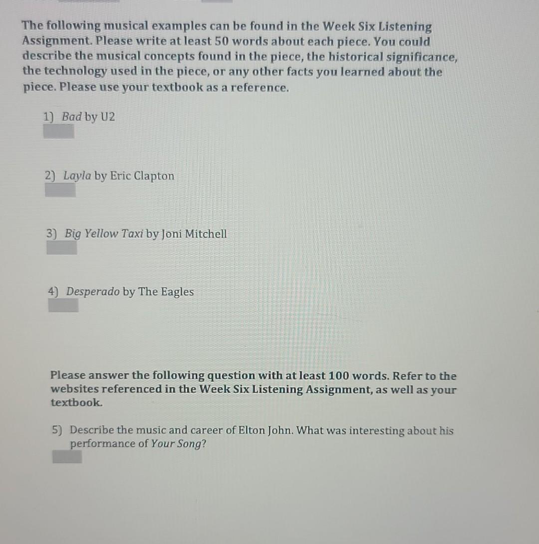 The following musical examples can be found in the | Chegg.com