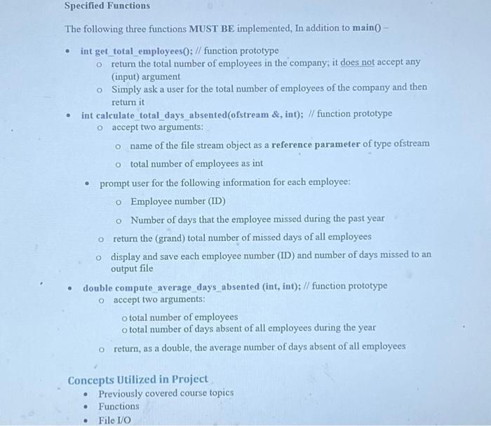 Solved Project 4 |Average Absent Days Design, implement and | Chegg.com