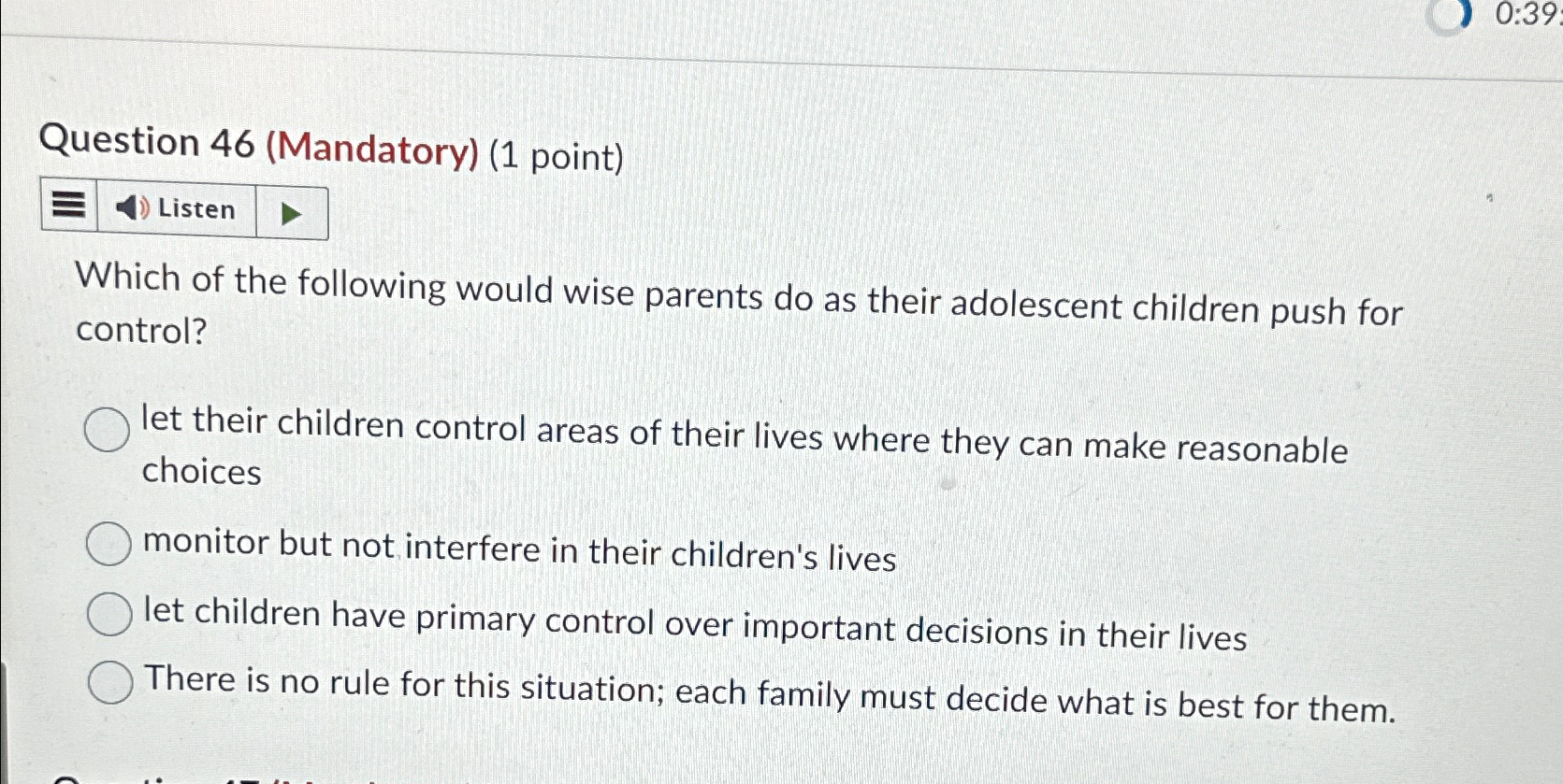 Solved Question 46 (Mandatory) (1 ﻿point)Which of the | Chegg.com
