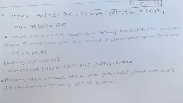 Solved 12. Decide whether you can use a normal distribution | Chegg.com