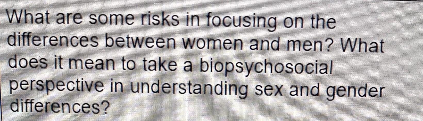 Solved What are some risks in focusing on the differences | Chegg.com