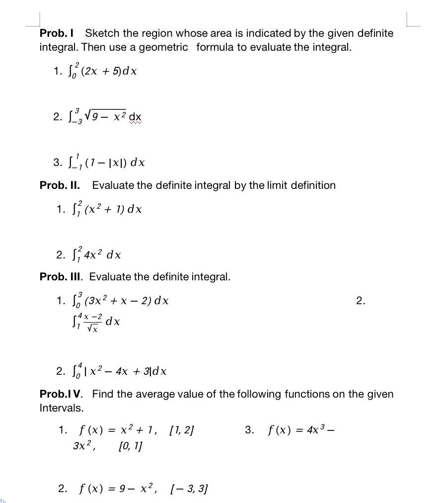 Solved Prob. I Sketch the region whose area is indicated by | Chegg.com