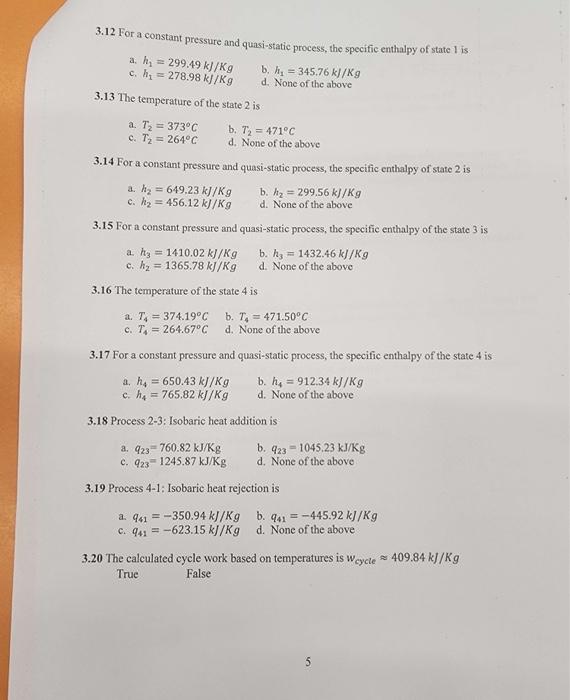 3.12 For a constant pressure and quasi-static | Chegg.com