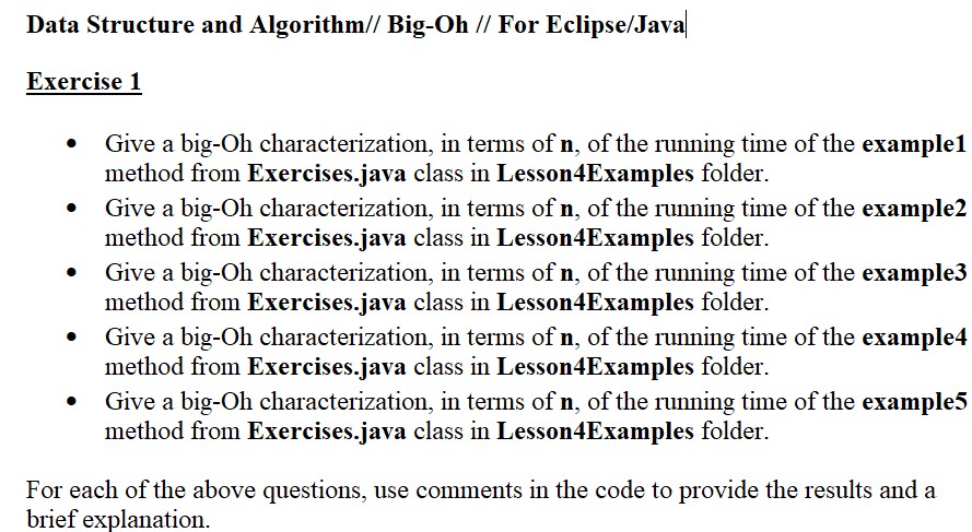 Solved Here is the code:class Exercises { ﻿ /** ﻿Returns the | Chegg.com