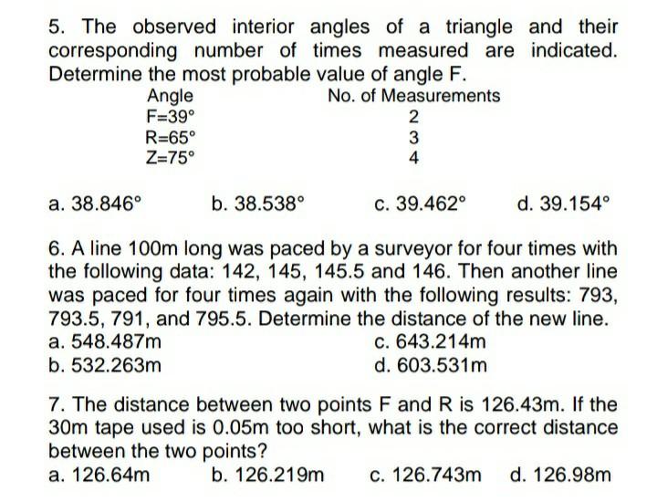 Solved 5. The observed interior angles of a triangle and | Chegg.com