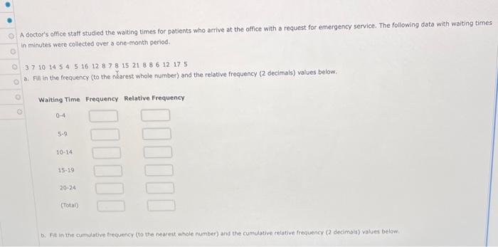 Solved A doctor's office staff studied the waiting times for | Chegg.com