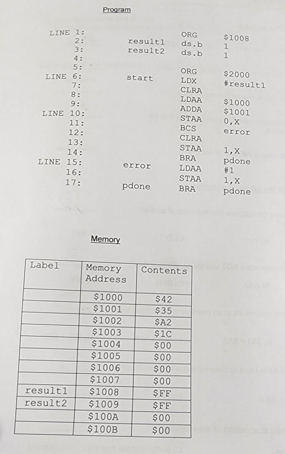 Solved MemoryQuestions 11 through 20 refer to the program | Chegg.com