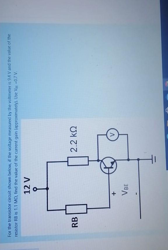 Solved For the transistor circuit shown below, if the | Chegg.com